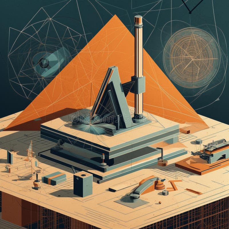 Crafting Geometric Precision in Modern Workspace Stock Illustration ...