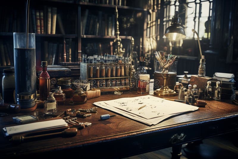 Witness the Beauty of a Calligraphers Desk Stock Illustration ...