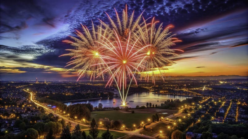 Spectacular Aerial Fireworks Display Over a Maple Leaf: a National ...