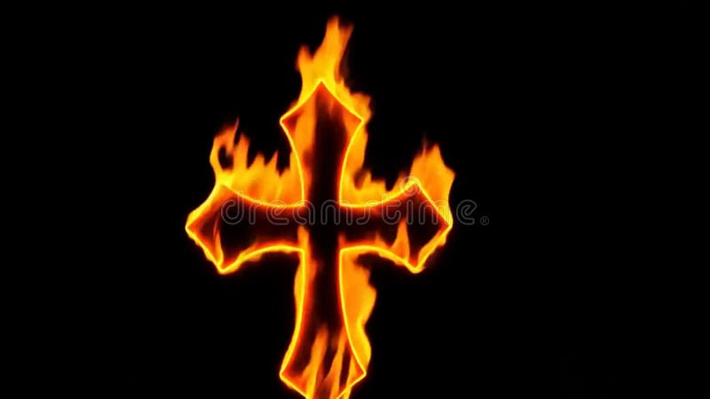 Burning Cross Symbol, Religious Concept, Dramatic Flame Effect ...