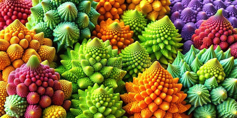 A Stunning Visual Symphony Bold Vegetable Fractal Patterns in Vibrant ...