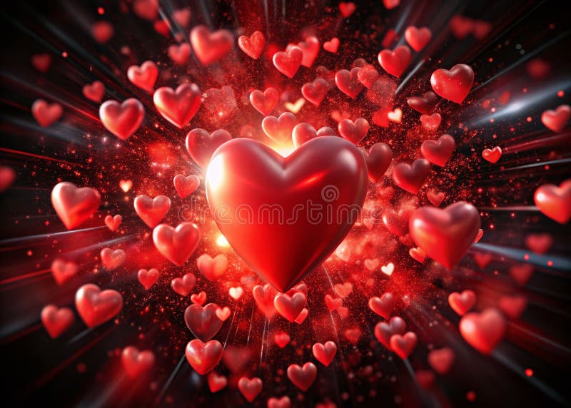 A Vibrant Burst of Love Abstract Red Heart Exploding into a Shower of ...