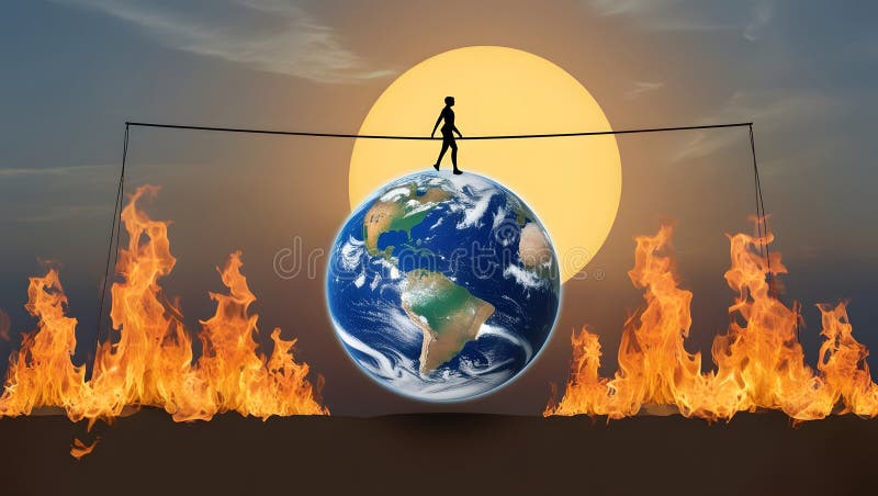 Global Warming Consequences: a Dramatic Look at Climate Change. Stock ...