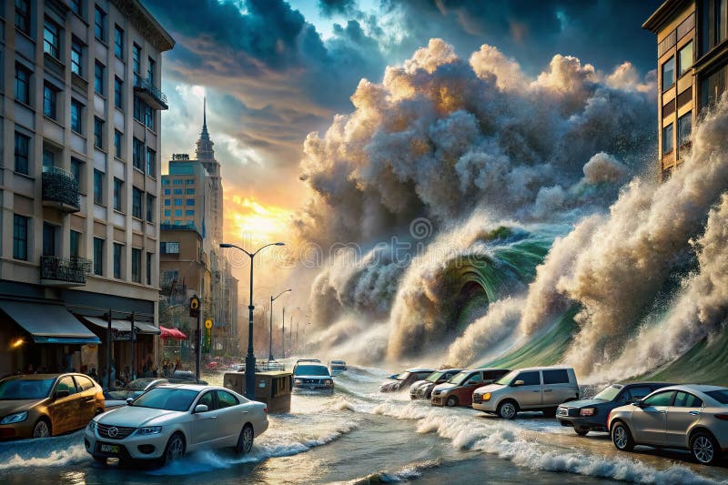 Witness the Devastating Impact of a Tsunami a Powerful Visual of a City ...