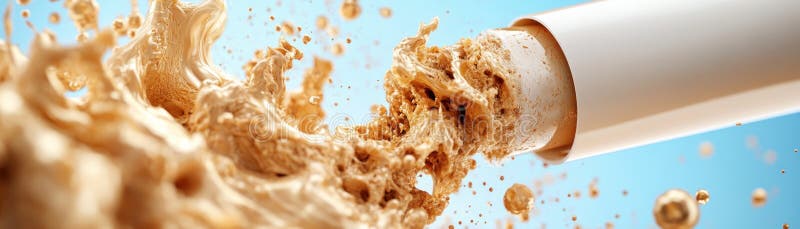 Witness the Dynamic Splash of a Beige Liquid Cascading from a White ...