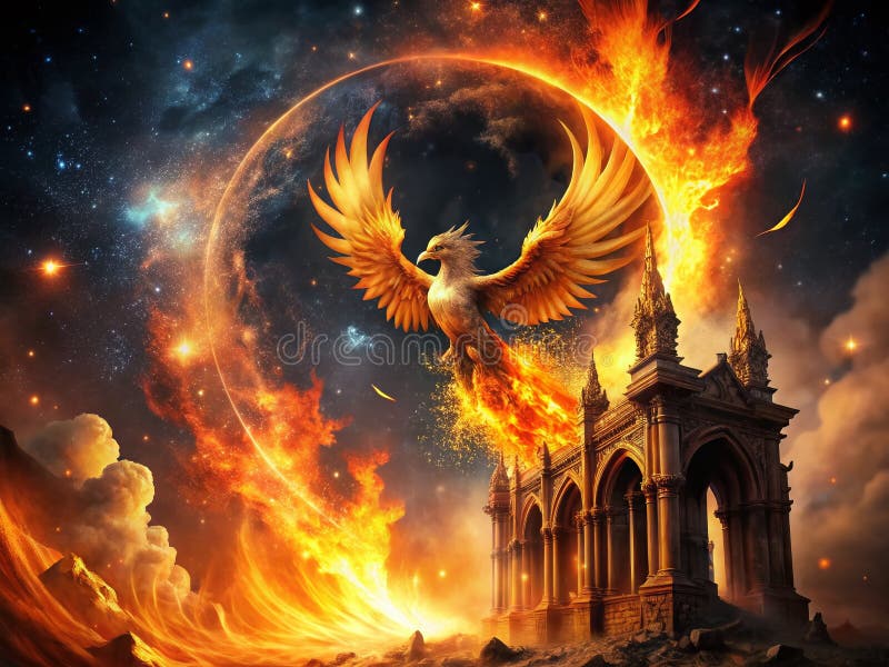 Witness the Epic Rebirth of a Cosmic Phoenix Glittering Ashes Transform ...