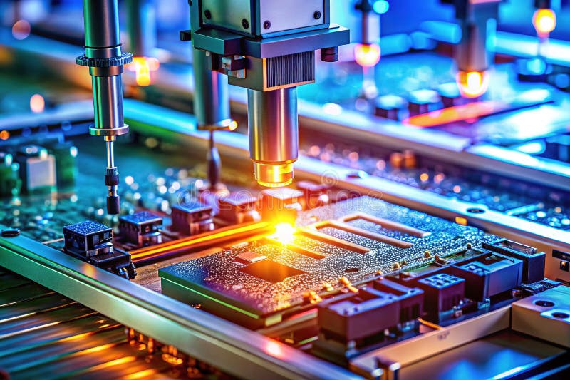 Automated PCB Assembly Line Precision Manufacturing of Microchips in a ...