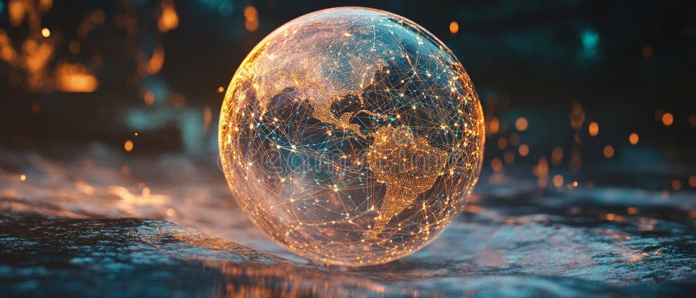 Global Digital Network a 3D Sphere Visualizing Humanitys Connected ...