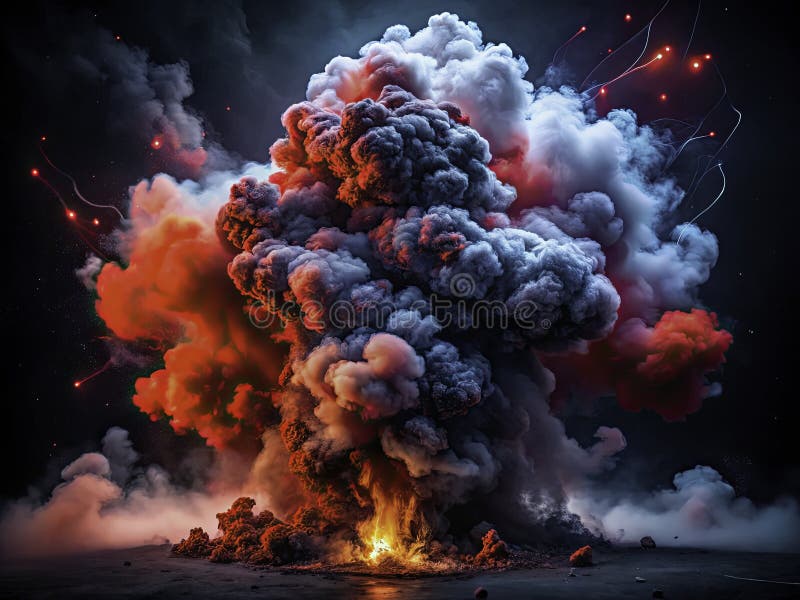 Stunning Night TimeLapse Exploding Smoke Red and Black Swirls and ...
