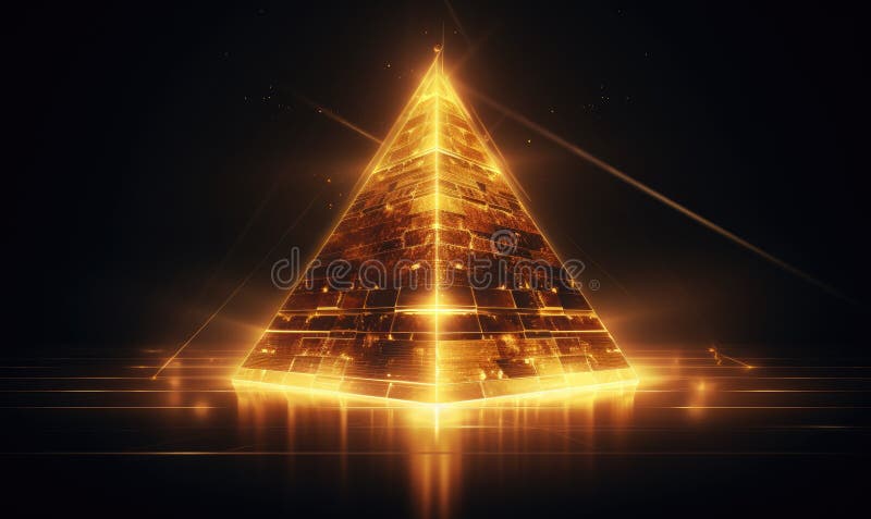 Witness the Mesmerizing Glow of a Golden Light Pyramid Stock ...