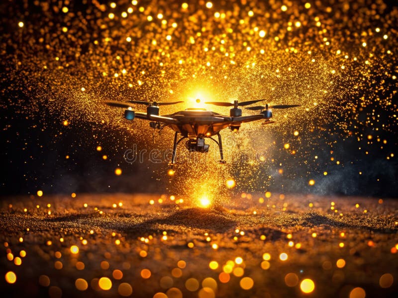 Epic Aerial Drone Shot Captures Golden Dust Descending in a Dark ...
