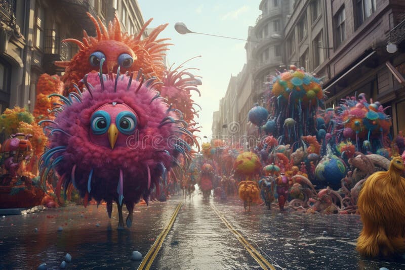 Witness a Parade of Fantastical Creatures Stock Illustration ...