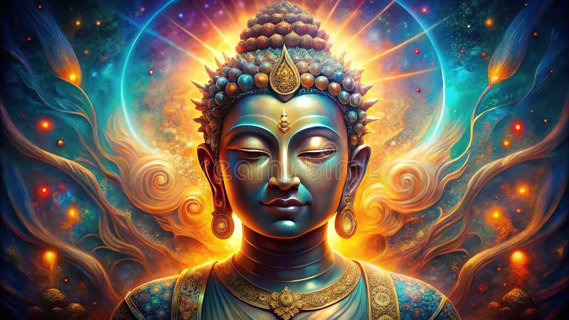 A Mystical Depiction of Buddhas Enlightenment Divine Radiance and ...