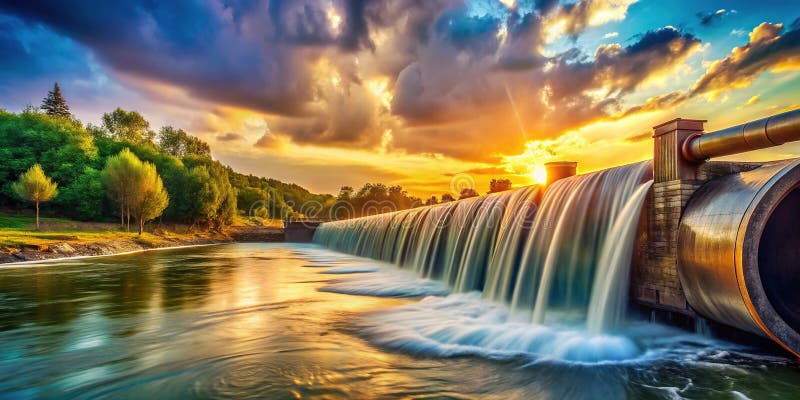Powerful Industrial Water Discharge into River a Study of Water Flow ...