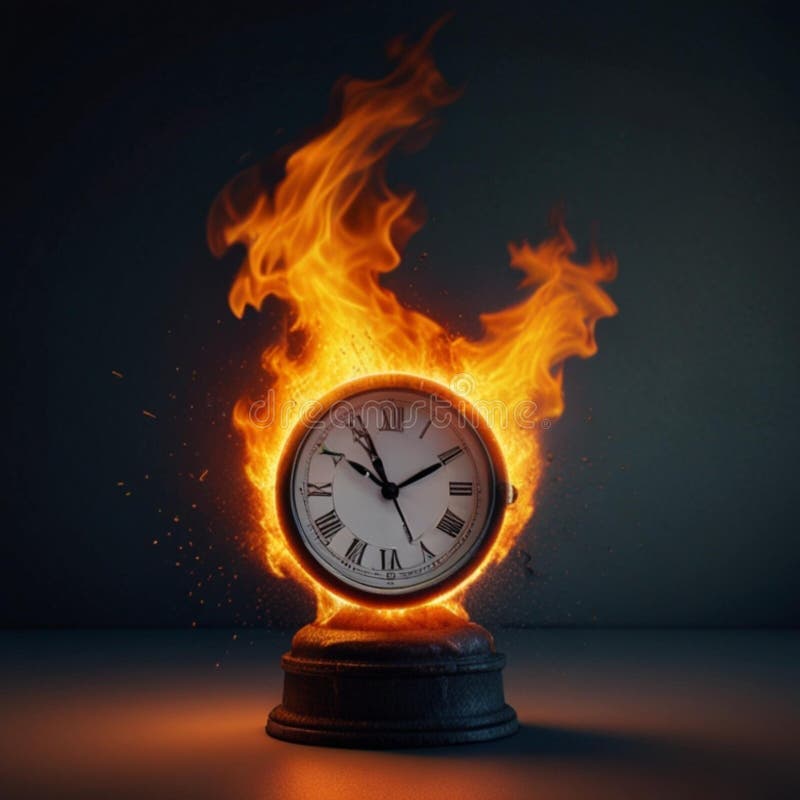 Experience the Intensity of Time with Clock on Fire - a Fiery Image of ...