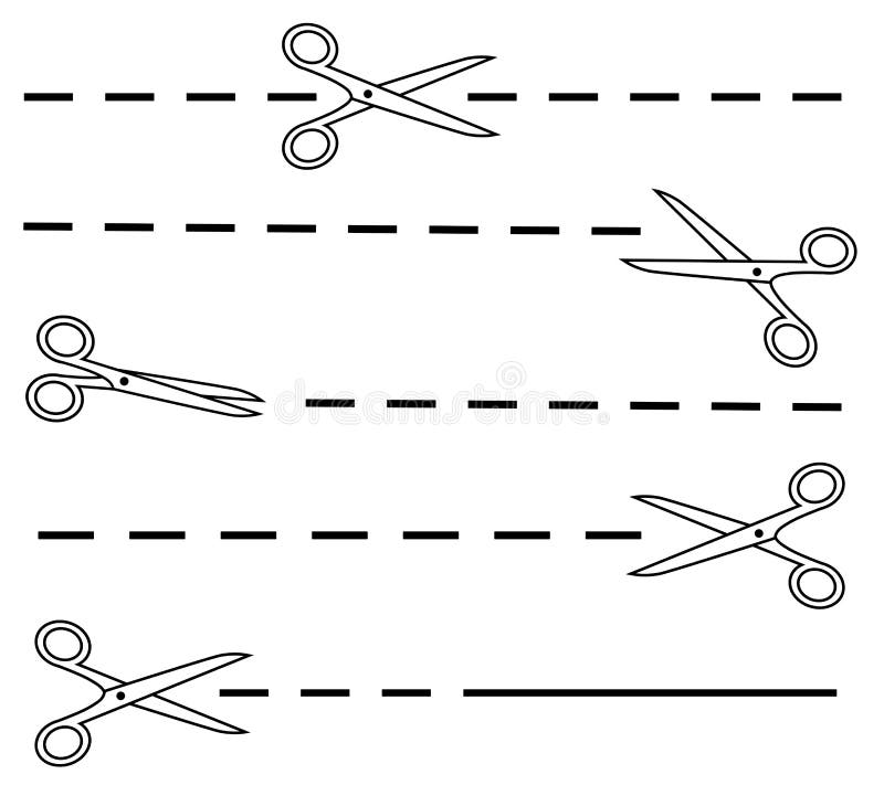 Witte Die Schaar Met Gestippelde Lijn Wordt Geplaatst Vector ...