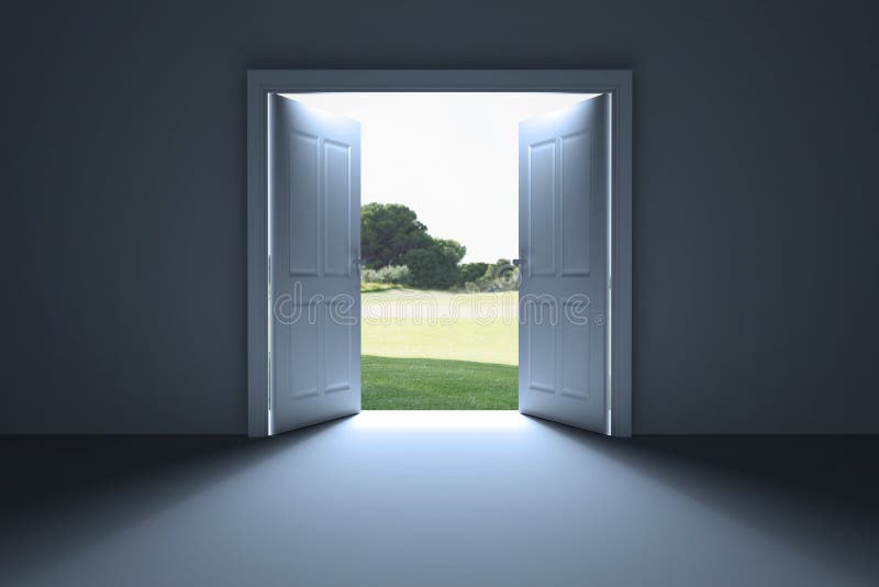 Witte Open Deuren Aan De Tuin Stock Illustratie - Illustration of ...
