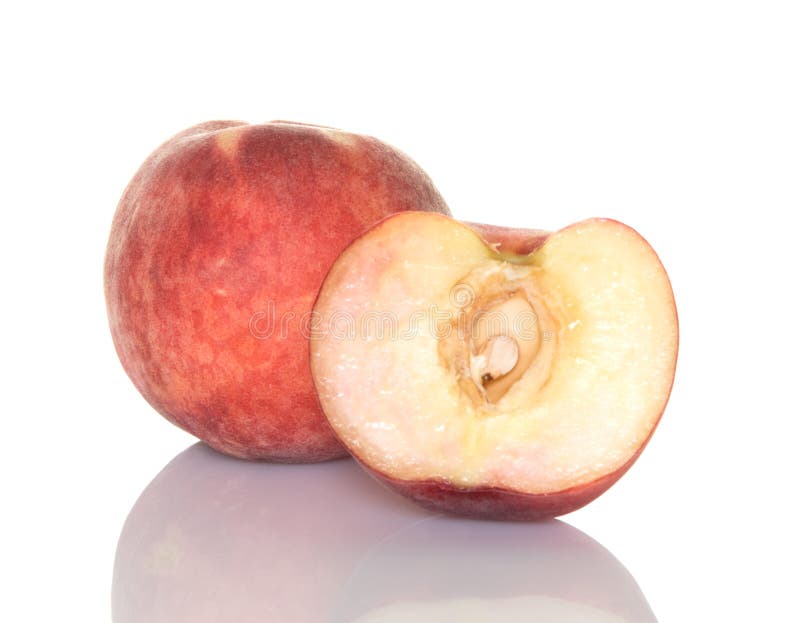 Witte Perzik en de Helft stock foto. Image of zoet, half - 9670730