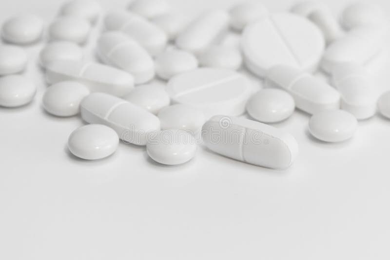 Witte Pillen/tabletten/medicijnen - Medische Achtergrond Stock ...