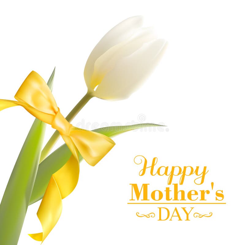 Witte Tulp En Gele Boog Op Vakantie Vector Illustratie - Illustration ...