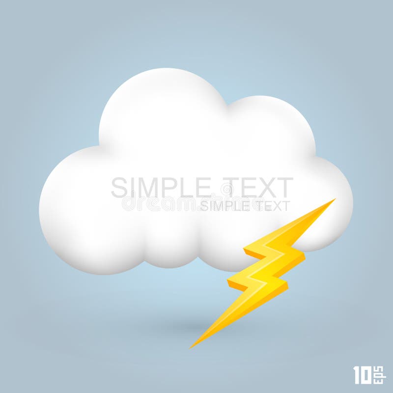 Witte wolk met bliksem vector illustratie. Illustration of ontruim ...