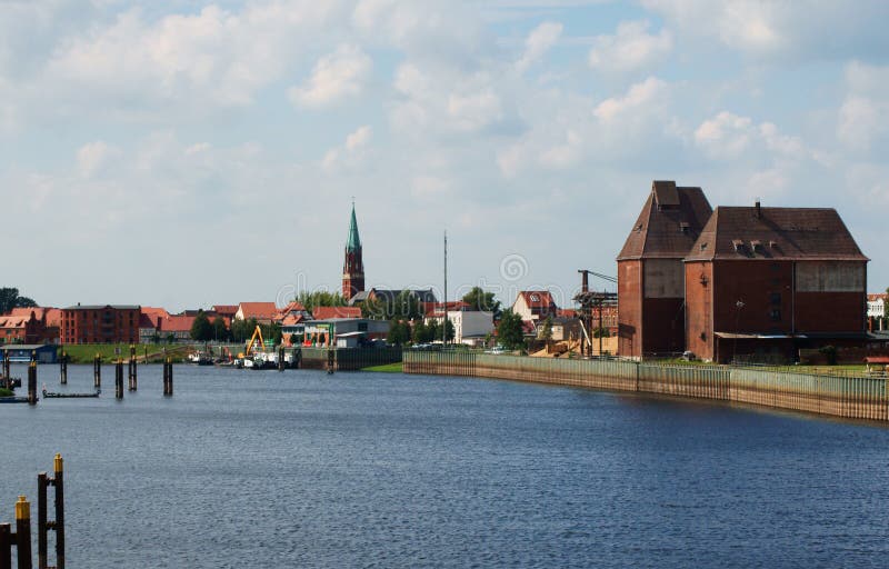 Wittenberge Harbor III stock image. Image of river, cranes - 26919399