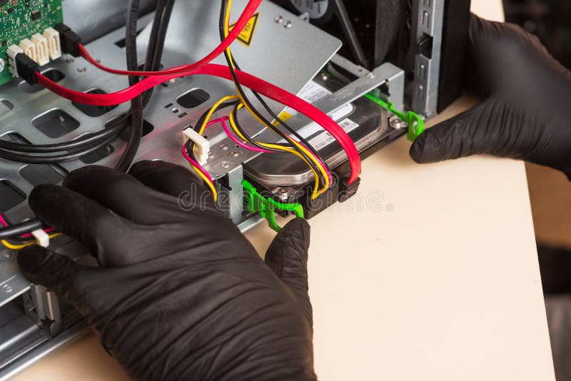 Wizard Repairs Personal Computer with Tools and Hands. Disassembly of ...