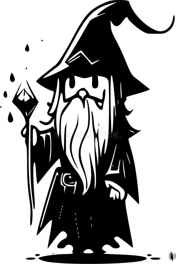 Wizard - Black and White Vector Illustration Stock Vector ...