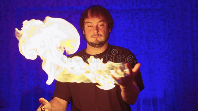 A Fire Wizard with Long Hair and Beard Holds a Hand Pointed at the ...
