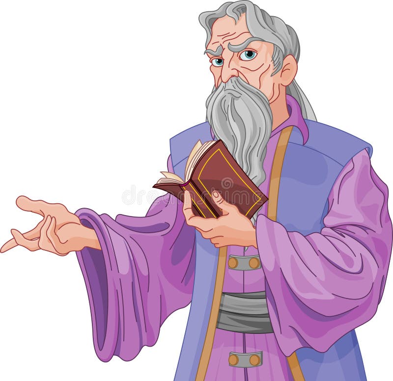 Wizard with Book stock vector. Illustration of drawing - 101216990