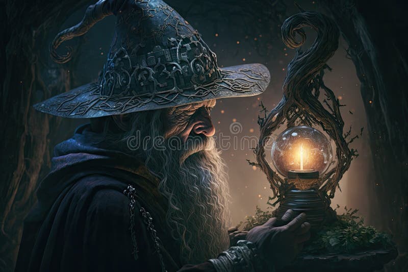 Wizard Brews a Potion in a Pot Stock Illustration - Illustration of ...