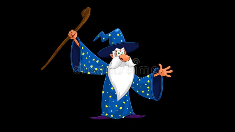 Wizard Cartoon Character with a Cane Making Magic Stock Footage - Video ...