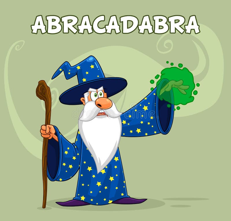 Wizard Cartoon Character with a Cane Making Magic Stock Vector ...