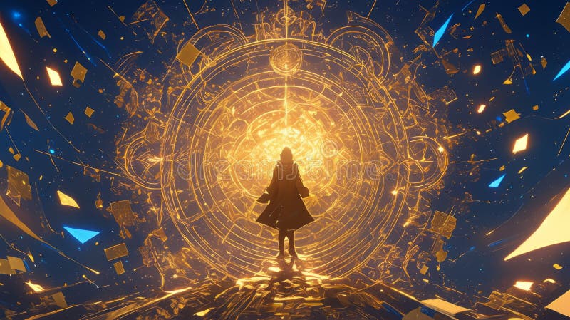 Wizard Casting a Powerful Spell, Glowing Magic Energy in Hands Stock ...