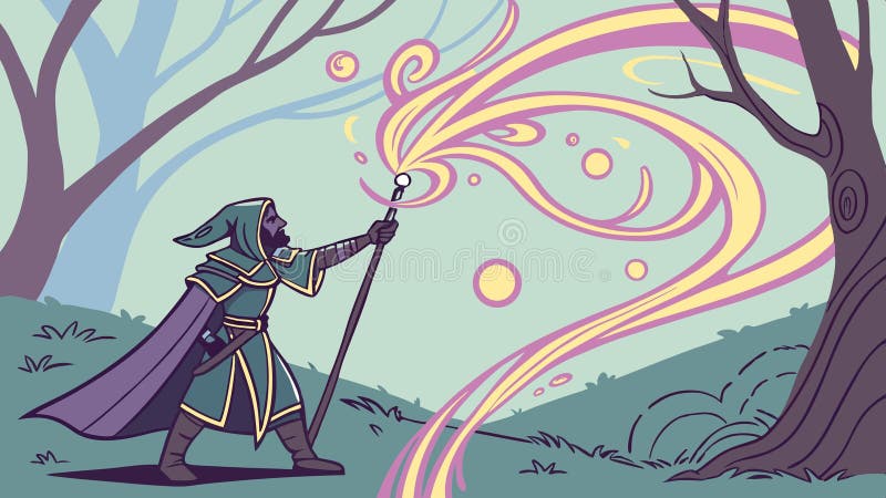 Wizard Casting Spell, Fantasy Magic Scene, Mystical Character Vector ...