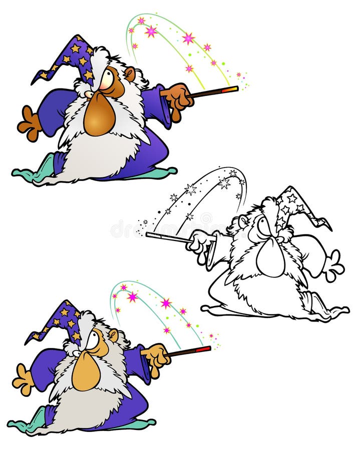 Wizard Casting a Spell Vector Illustration Stock Vector - Illustration ...