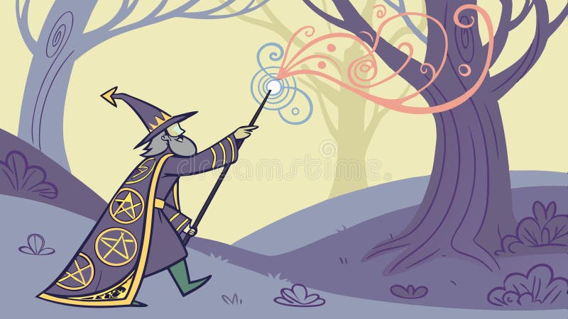 Wizard Casting Spell, Magic Fantasy Character Design Vector Design ...