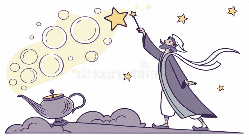 Wizard Casting Spell with Wand, Fantasy Magical Powers Vector Design ...