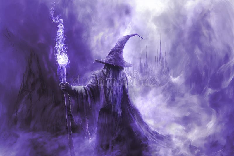 Wizard Casting Spells in a Mysterious Castle Stock Illustration ...