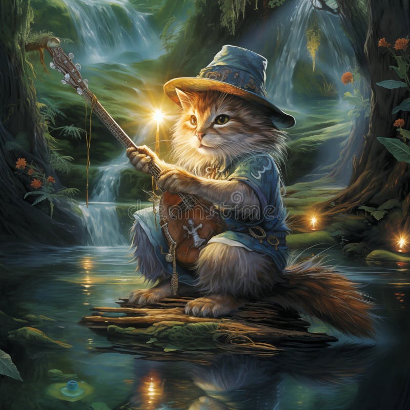 Wizard cat stock illustration. Illustration of jungle - 333968575