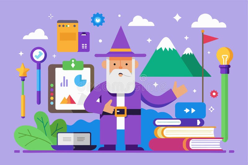 A Wizard Character Guides Users through a Colorful Setup Process ...