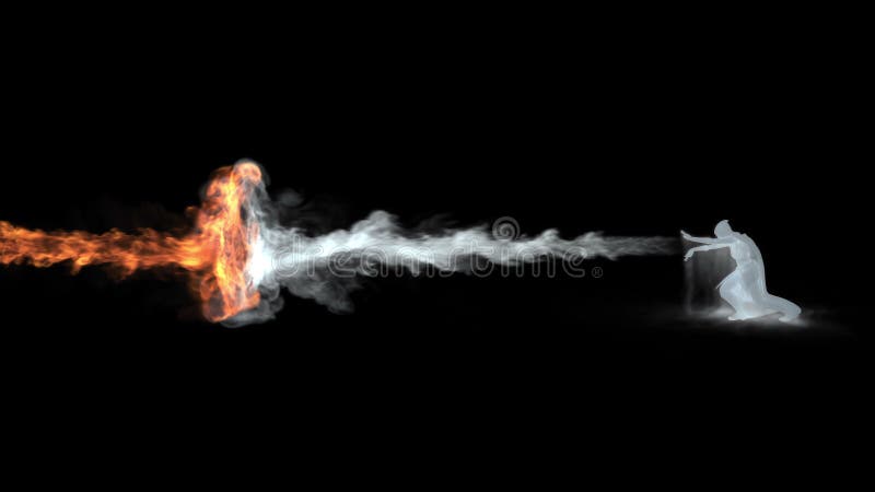 Wizard Defending with Ice Magic Against Fire Attacks Stock Video ...