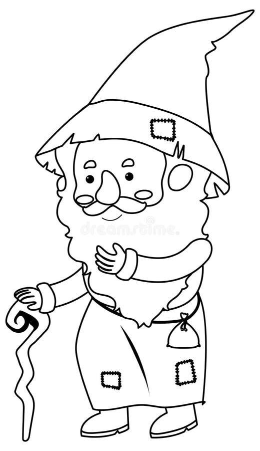 Wizard Doodle Outline for Colouring Stock Vector - Illustration of ...