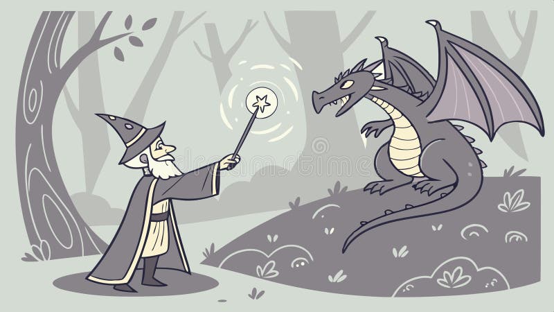 Wizard Dragon Fantasy, Mythical Creatures and Magic Realm Vector Design ...