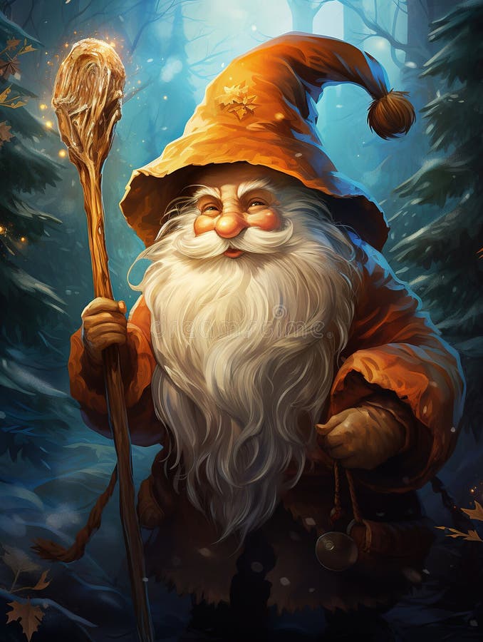 Wizard with Enchanting Hat and Magical Staff Stock Illustration ...