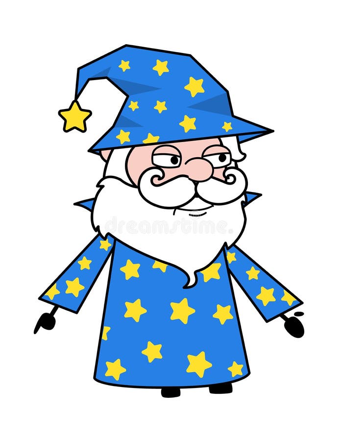 Thinking Wizard Cartoon Illustration Stock Illustration - Illustration ...