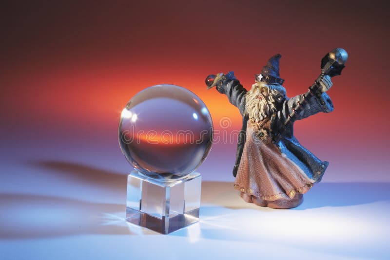 Wizard Figurine and Crystal Ball Stock Photo - Image of occult, fortune ...