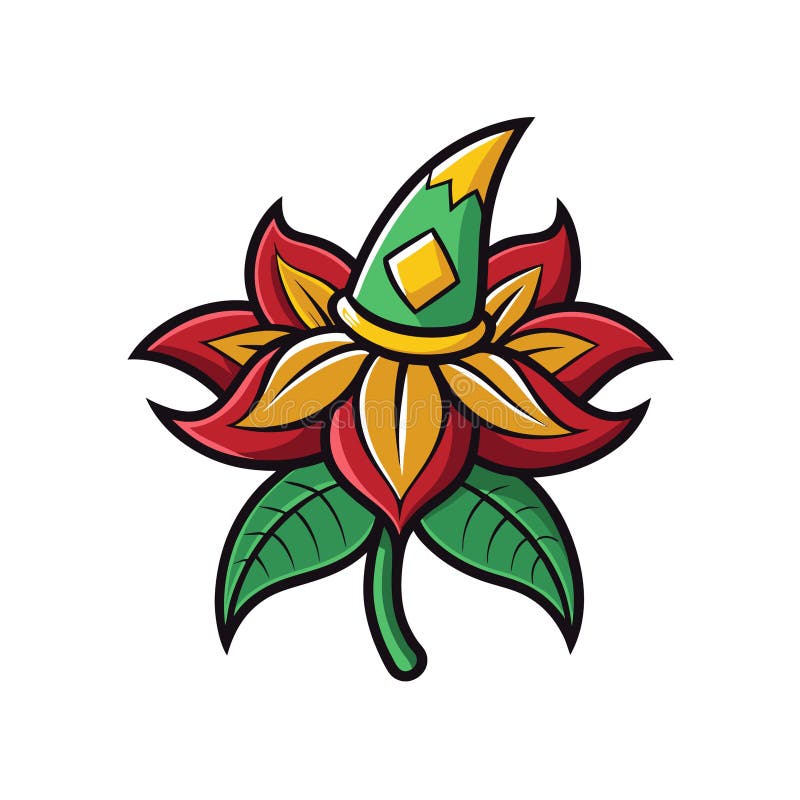 Wizard Flower Illustration with Bold Outline Stock Image - Illustration ...