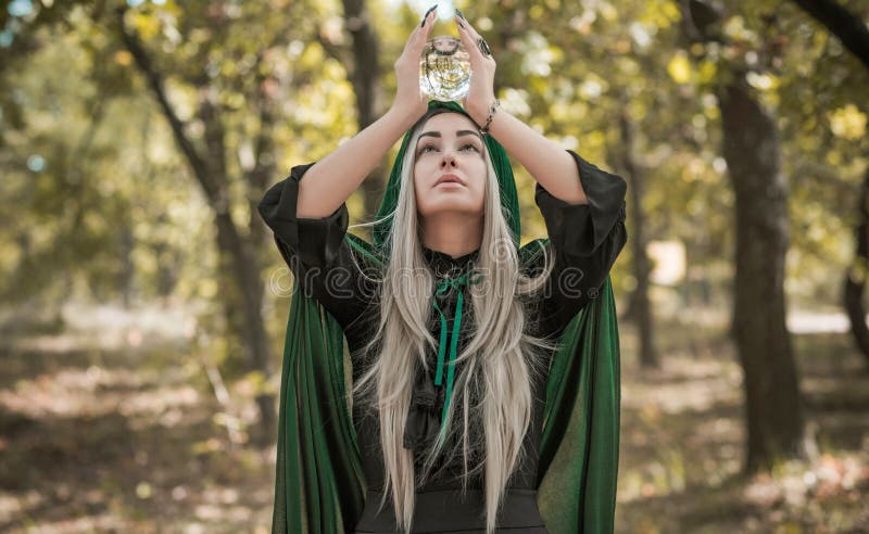 Wizard at Forest, Halloween Concept Stock Photo - Image of magical ...