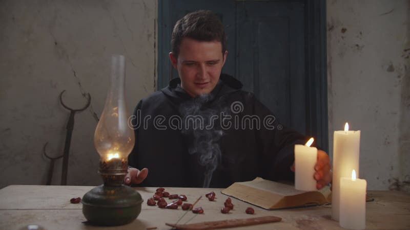 Wizard Fortune Telling Using Ceromancy Method Stock Video - Video of ...